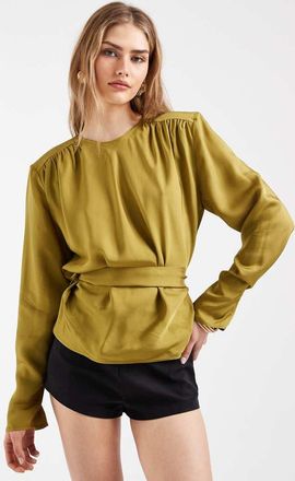 & Other Stories Lang&auml;rmlige Hemdbluse in Gr&uuml;n mit Bindedetail am R&uuml;cken