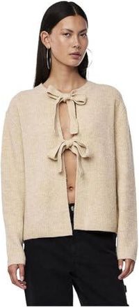 Pieces Pcsilly Ls Réversible Tie Knit Exp Noos Cardigan, Poivre Blanc-Détails : mélangé, XL Femme