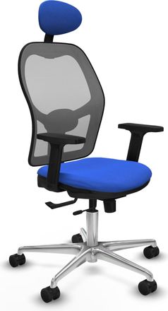 Piqueras y Crespo Chorquera Computerstuhl mit 2D-Armen, h&ouml;henverstellbarer Lendenwirbelst&uuml;tze und festem Kopfteil, ausgestattet mit Syncro/Traslack. Grau/Blau