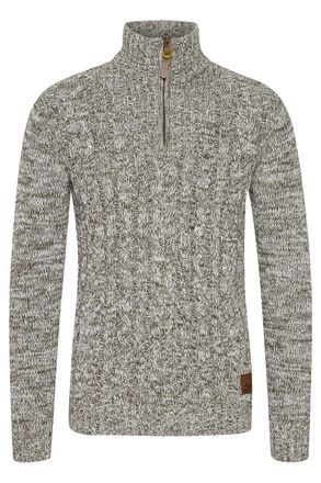 Solid SOLID SDPankraz Herren Strickpullover Troyer Grobstrick Pullover mit Zopfstrickmuster Rei&szlig;verschluss 100% Baumwolle Regular fit, Gr&ouml;&szlig;e:XL, Farbe:IVY G