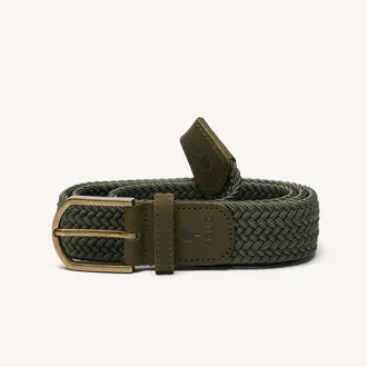 Faguo Ceinture tress&eacute;e vert olive et dor&eacute;