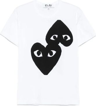 Comme Des Gar&ccedil;ons Homme, Tops, Blanc, Taille: 2XL Logo Print Black Heart White/Black