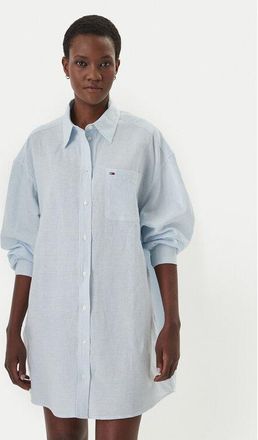 Tommy Jeans Hemdkleid DW0DW22344 Himmelblau Relaxed Fit