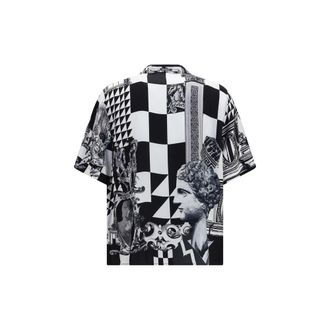 Versace Medusa Collage Print Silk Shirt - Black