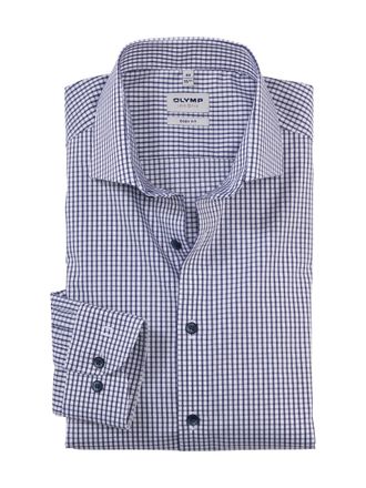 Olymp Herren Businesshemd Langarm Level Five,Gitter Karo,Body fit,Royal Kent,Marine 18,38