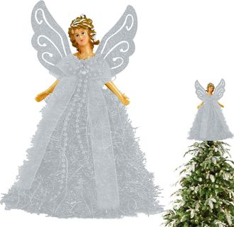 Generic Weihnachtsbaumspitze Engel - Weihnachtsdekoration Leuchtender Engel, Feiertags-Baumkronendekoration | Glitzernder Weihnachtsbaumschmuck, beleuchtete E