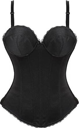 Grebrafan Femme Mariage Corset Bustier F&ecirc;te Costume (EUR(36-38) L, Noir)