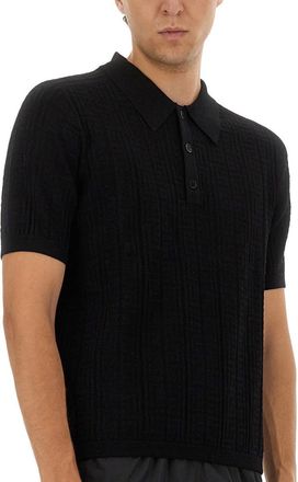 Balmain Knitted Viscose Polo Shirt - Black