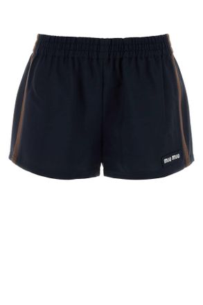 Miu Miu Side-Striped Technical Shorts - Navy