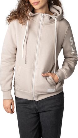 Sublevel Damen Sweathoodie Kapuzenpullover Sweatjacke mit Prints und Kapuze Middle-beige XS