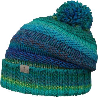 Lierys Fauske Bommelm&uuml;tze Damen Herren Pudelm&uuml;tze mit Schurwolle Made in Germany Gestrickt Oversize Wollm&uuml;tze Herbst Winter gr&uuml;n-blau One Size