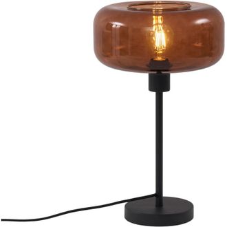 QAZQA Retro Tischleuchte Schwarz mit Bronzeglas - Bizle