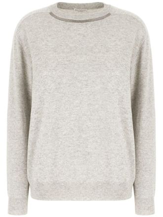 Brunello Cucinelli Kaschmirpullover mit Perlendetail - Nude