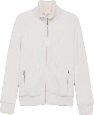 Barba Ribbed-knit Faux-fur-trim Jacket