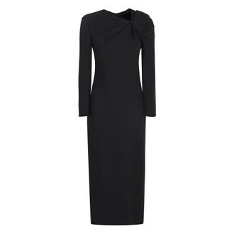 Emporio Armani Femme, Robes, Noir, Taille: 38 FR Robe en Cr&ecirc;pe &agrave; Devant Drap&eacute;