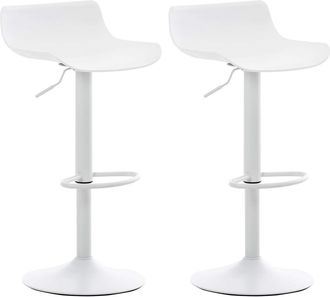 Clp 2er Set Barhocker Aveiro Mit Kunststoffsitz I Tresenstuhl Höhenverstellbar I Thekenhocker Mit Trompetenfuß, Farbe:weiß