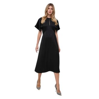 Michael Kors Robe mi-longue en cr&ecirc;pe stretch - Femme - Robes - Noir - Taille: 38 FR