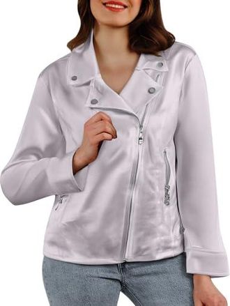 Generic 2026 Vestes pour femmes, veste de moto, style classique asym&eacute;trique, fermeture &eacute;clair, ceintures &agrave; boucle, plusieurs poches, gris, XXL