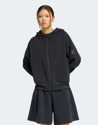 adidas adidas Performance - Soft Lux - Sweat &agrave; capuche zipp&eacute; - Noir