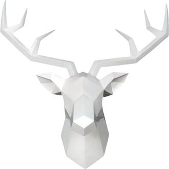 Generic Geometrische Hirschkopf Wandskulptur - Geometrische Tier Wand Kunst | Bauernhof Harz Tierkopf Wand Kunst, Moderne Hirschhorn Statue Wandbehang, Tier H