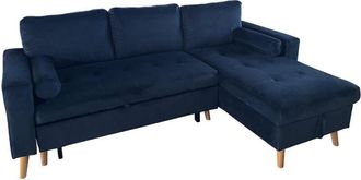 Happy Garden Happy Garden - Canapé dangle convertible james 3 places en velours bleu