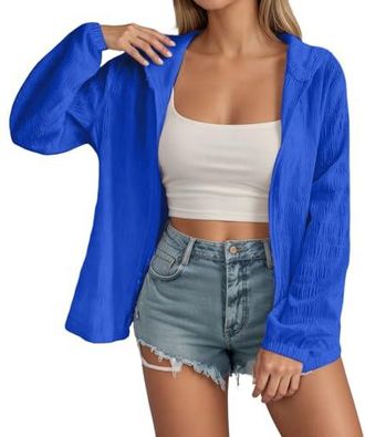 Generic Vestes pour femmes - Grande taille - Veste &agrave; capuche d&eacute;contract&eacute;e avec fermeture &eacute;clair - V&ecirc;tement dext&eacute;rieur l&eacute;ger pour le soleil - Pour un usage quo