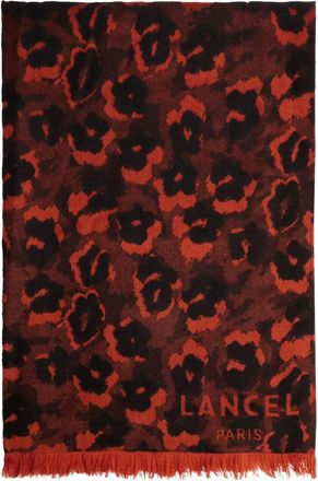 Lancel écharpe Leopard Mania en laine - Rouge