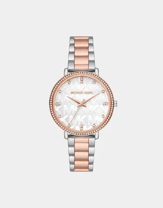 Michael Kors Pyper - Montre pour femme en acier inoxydable bicolore &agrave; 3 aiguilles - Or rose-Dor&eacute;