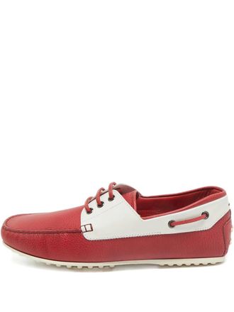 Tod's chaussures bateau en cuir bicolore - Rouge