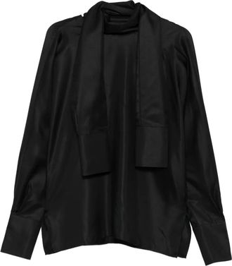 Róhe Oberteil mit Stehkragen - Schwarz