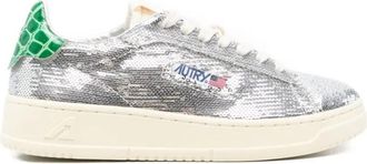Autry Low-Top Sneaker - Dallas Low Sparkling Sneakers In Silver - Gr. 37 (EU) - in Silber - f&uuml;r Damen