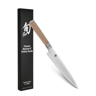 Shun KAI Shun Classic White japanisches Allzweckmesser 15 cm Klingenl&auml;nge - Damastmesser 32 Lagen VG MAX Kern - 61 (&plusmn;1) HRC, Griff aus Pakkaholzgriff - Mad