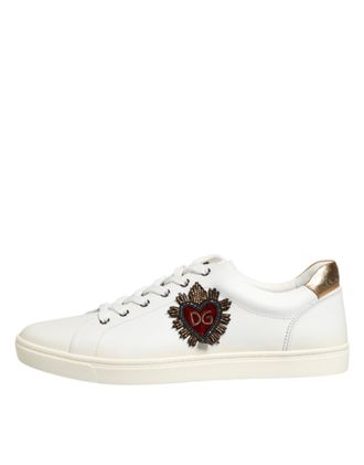 Dolce & Gabbana Wei&szlig;e Herz Verzierte Sneaker Schuhe