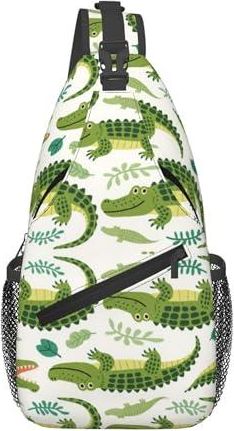 Generic L&eacute;ger Sacoche Homme Bandouliere Dessin anim&eacute; mignon de crocodile Sac De Poitrine Casual Cross Body pour Voyage Cyclisme &eacute;cole