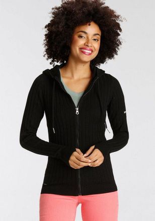 Kangaroos Kapuzenstrickjacke im sportiven Design mit Rei&szlig;verschluss