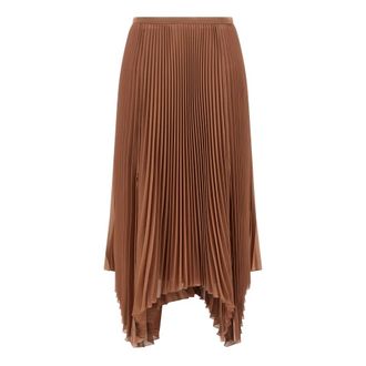 Valentino Garavani Jupe Midi en Georgette L&eacute;g&egrave;re - Femme - Jupes - Brun - Taille: 34 FR