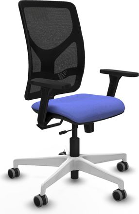 Piqueras y Crespo B&uuml;rostuhl mit 3D-Armlehnen, ausgestattet mit Syncro/Traslack und Schneideschaum, mit Rollen 65 mm, Parkett, Schwarz/Hellblau