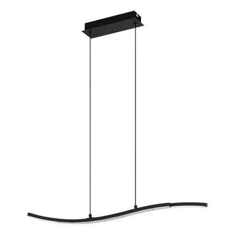 Eglo Suspension luminaire LED Lejias, lustre chambre élégant, plafonnier salon ou salle à manger en métal noir et cristal en plastique, blanc chaud