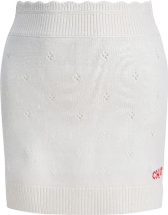 Chlo&eacute; Femme, Jupes, Blanc, Taille: 40 FR Mini-jupe ajust&eacute;e en maille de laine et cachemire