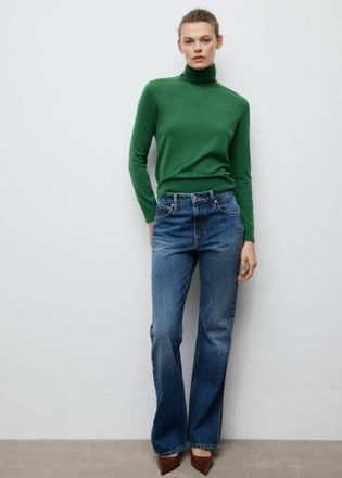 Mango Pull-over maille col roul&eacute; vert fonc&eacute; - Femme - XS - MANGO