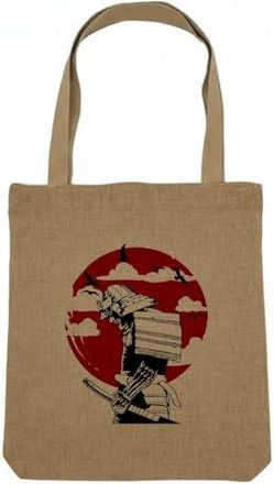 Fabulous Sac Shopping Tote Bag Aspect Lin - Samurai Soleil Levant Japon Asie Culture Arts Martiaux - Sac de Courses Toile Epaisse 360g Beige Naturel Cabas Port
