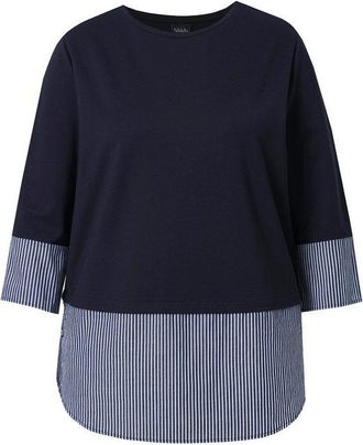 Ulla Popken Sweatshirt Sweatshirt Blusensaum Rundhals 3/4-Arm