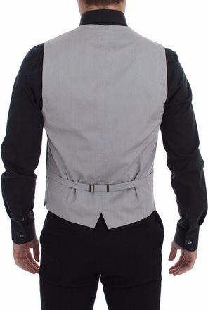 Dolce & Gabbana Mens Gray Cotton Slim Fit Button Front Dress Vest