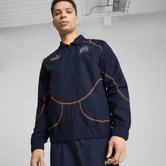 Puma Veste de surv&ecirc;tement ftblSTATEMENT Olympique de Marseille, V&ecirc;tements, Bleu, XXL