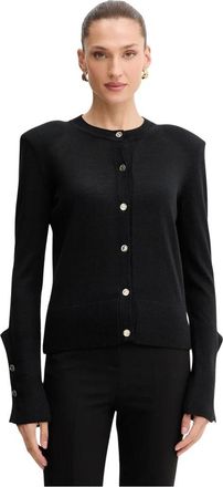 Simona Corsellini Femme, Pulls, Noir, Taille: 36 FR Cardigan &agrave; boutons