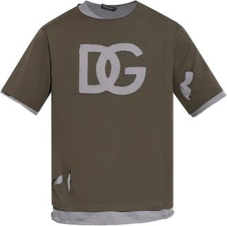 Dolce & Gabbana Homme, Tops, Vert, Taille: XL T-shirt double &eacute;paisseur