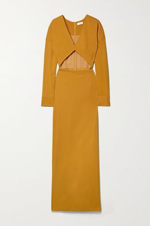 Sally Lapointe Maxikleid Aus Cr&ecirc;pe Mit Cut-out - Gelb
