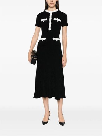 Self Portrait Ruffle-Trimmed Short-Sleeve Dress - Black