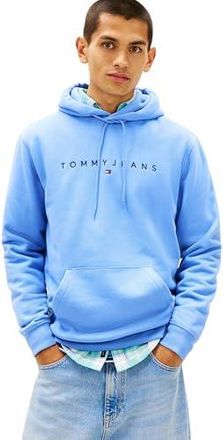 Tommy Jeans TJM REG Linear Logo Hoodie EXT DM0DM20746 Pull &agrave; Capuche pour Homme, Bleu (Light Horizon Blue), XS, Bleu (Light Horizon Blue), XS