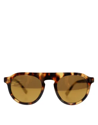 Dolce & Gabbana Womens Gla1350 Leopard Print Acetate Round Sunglasses Brown